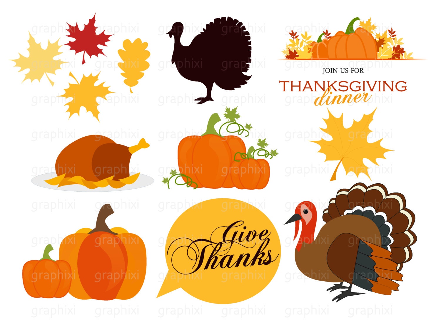 Thanksgiving Clipart, Autumn Clipart,, Clipart Commercial Use, Pumpkin ...
