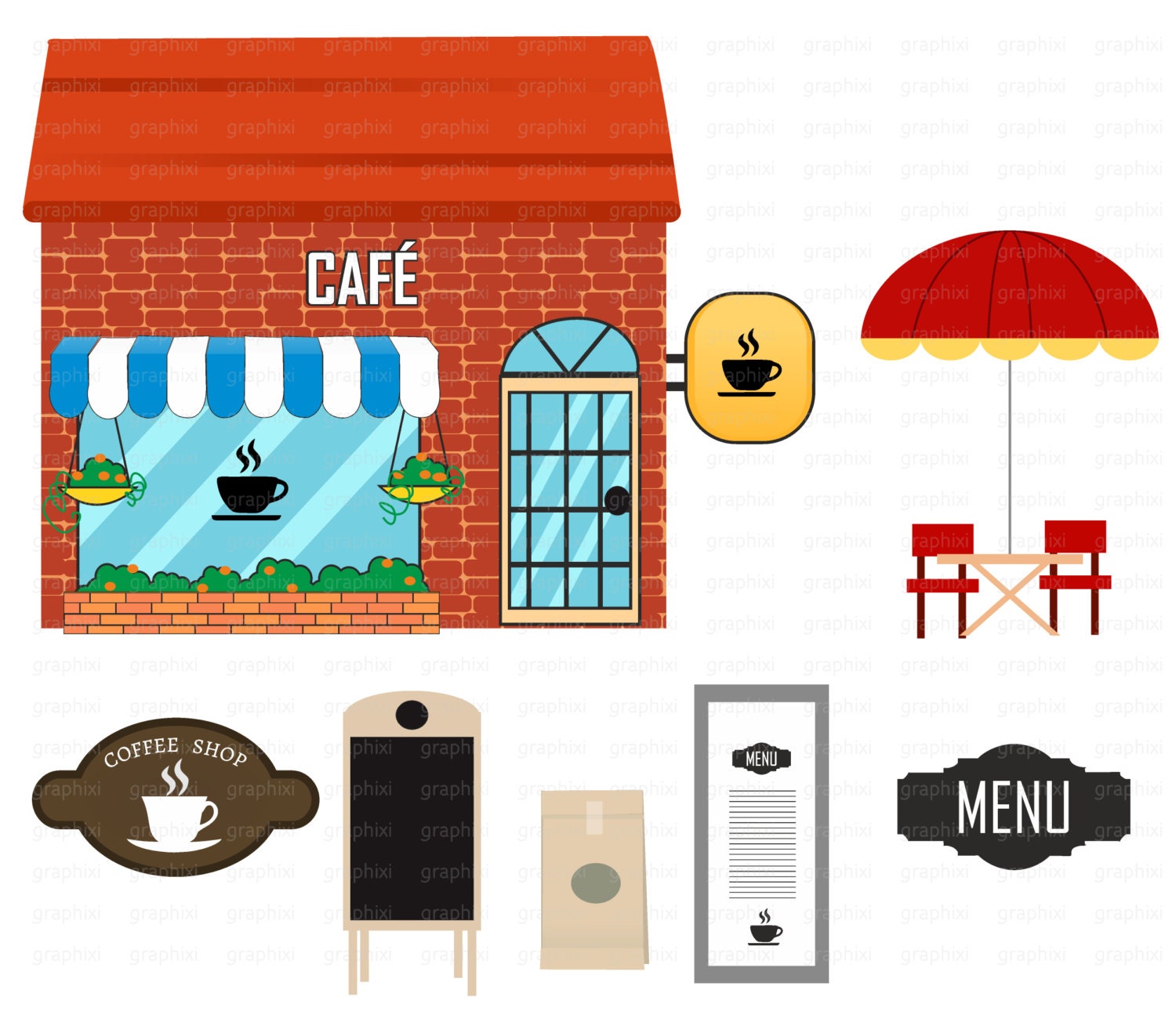 Coffee Shop Building Clipart