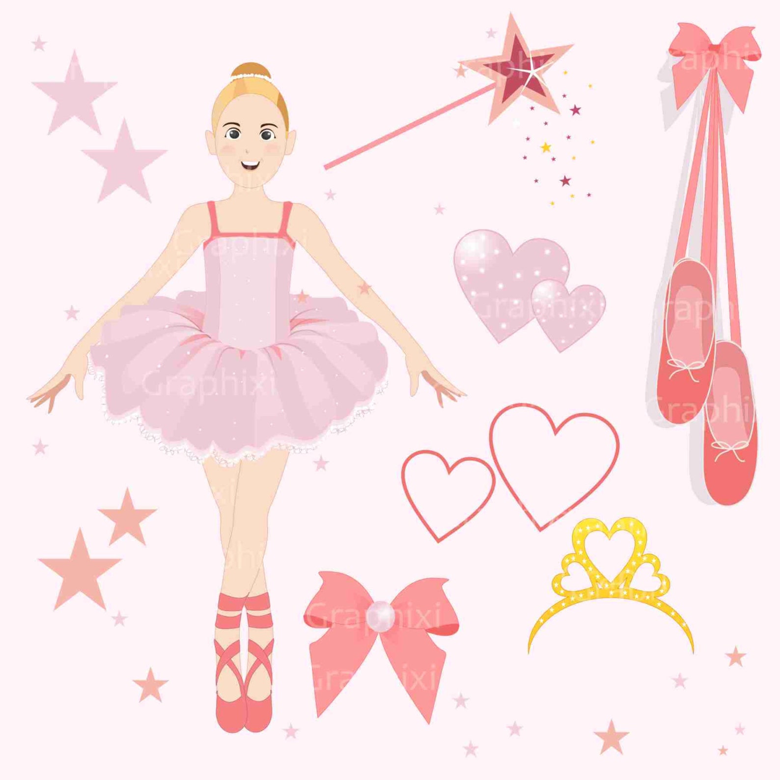 Clipart Ballerina, Girl, Clipart Commercial Use, Kids Vector Graphics ...