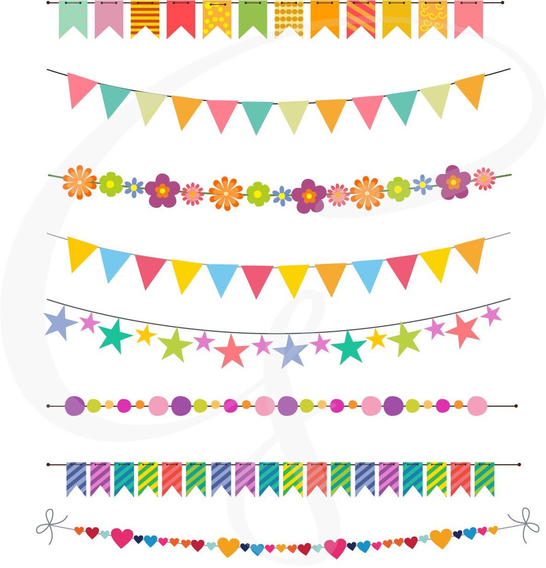 Bunting Clipart, Bunting Vector, "bunting BANNER Clipart" Banner Flag ...