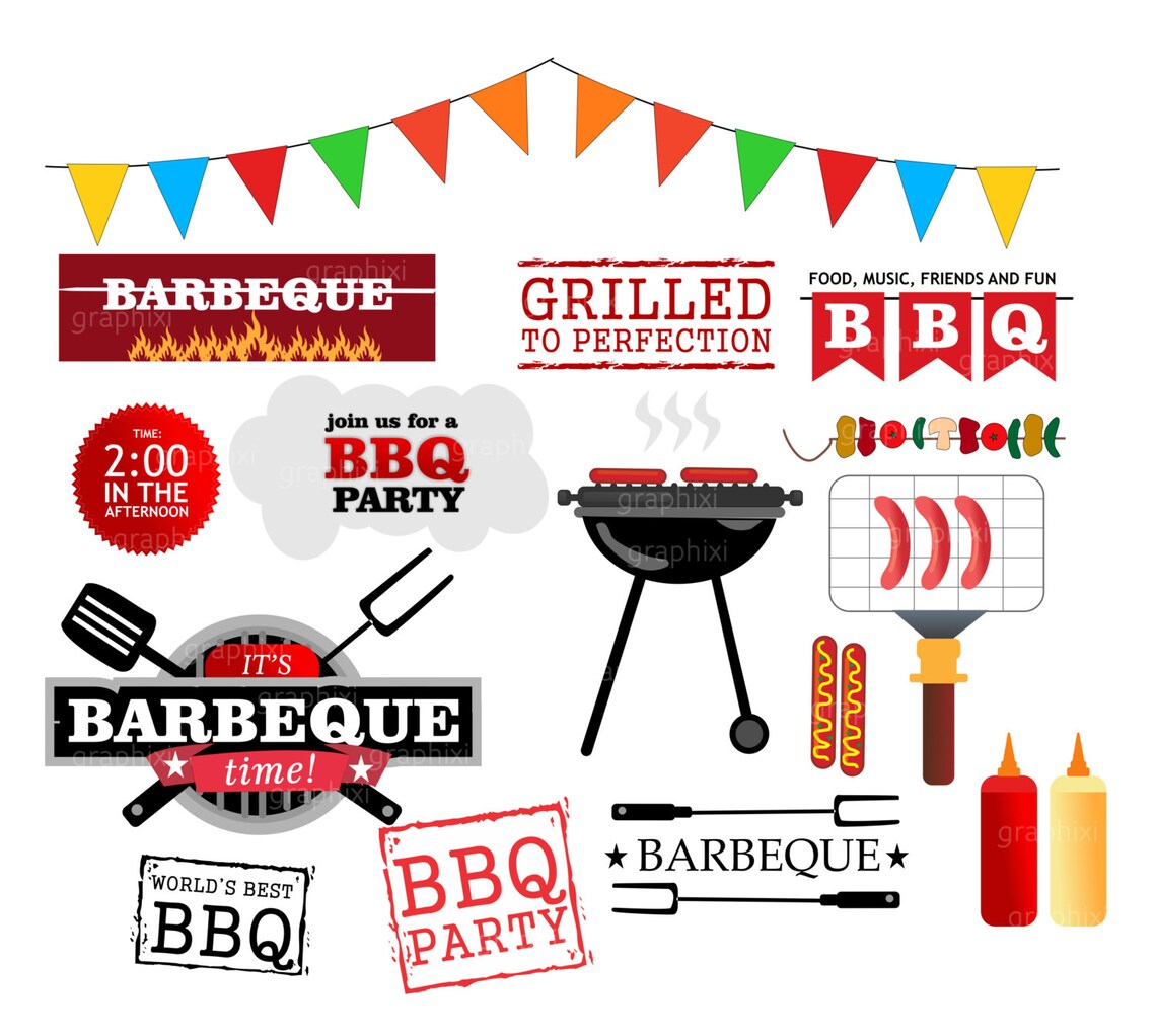 Clipart Barbeque, BBQ Clipart, Barbecue Party, Invitation, Barbeque ...