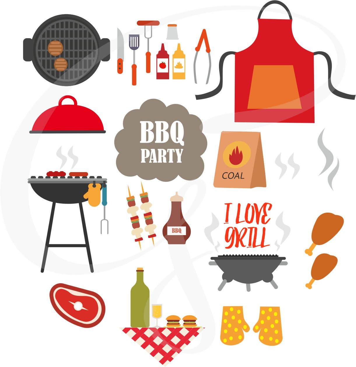 Bbq Clipart, Bbq Graphics, Outdoor Barbecue Clipart , Invitation ...