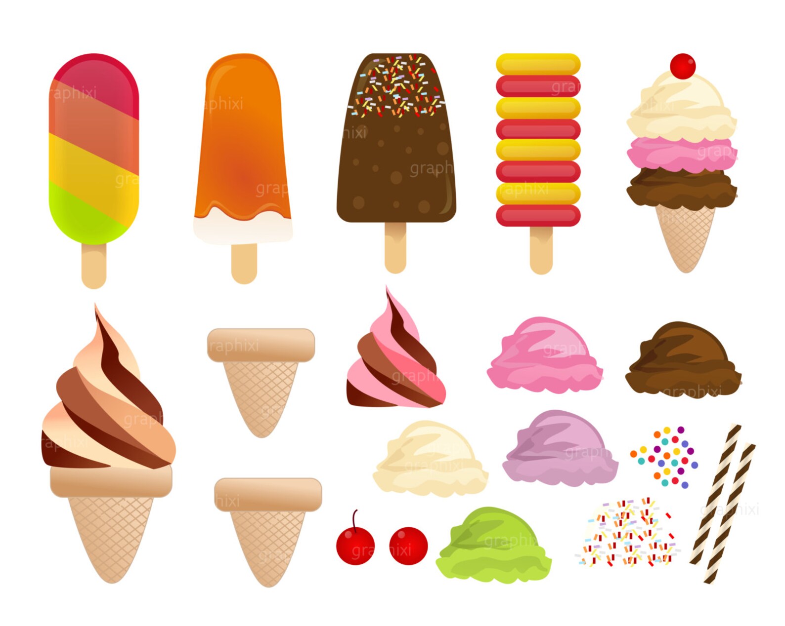 Clipart Ice Cream, Popsicle Clipart, Ice Cream Cones Clipart, Summer ...