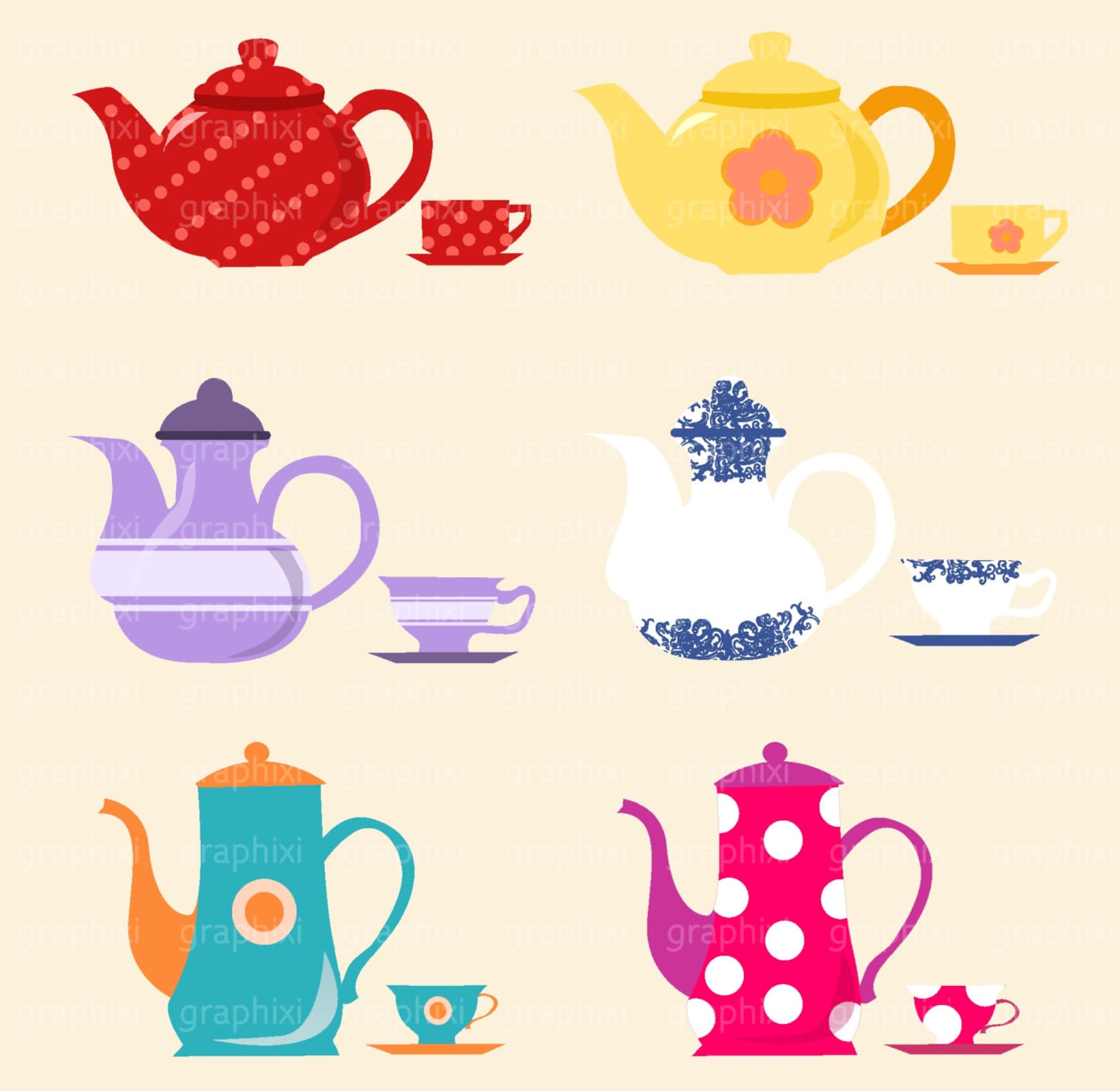 Teapot Clip Art, Teapot Vector, Teapot Digital Image, Commercial Use ...