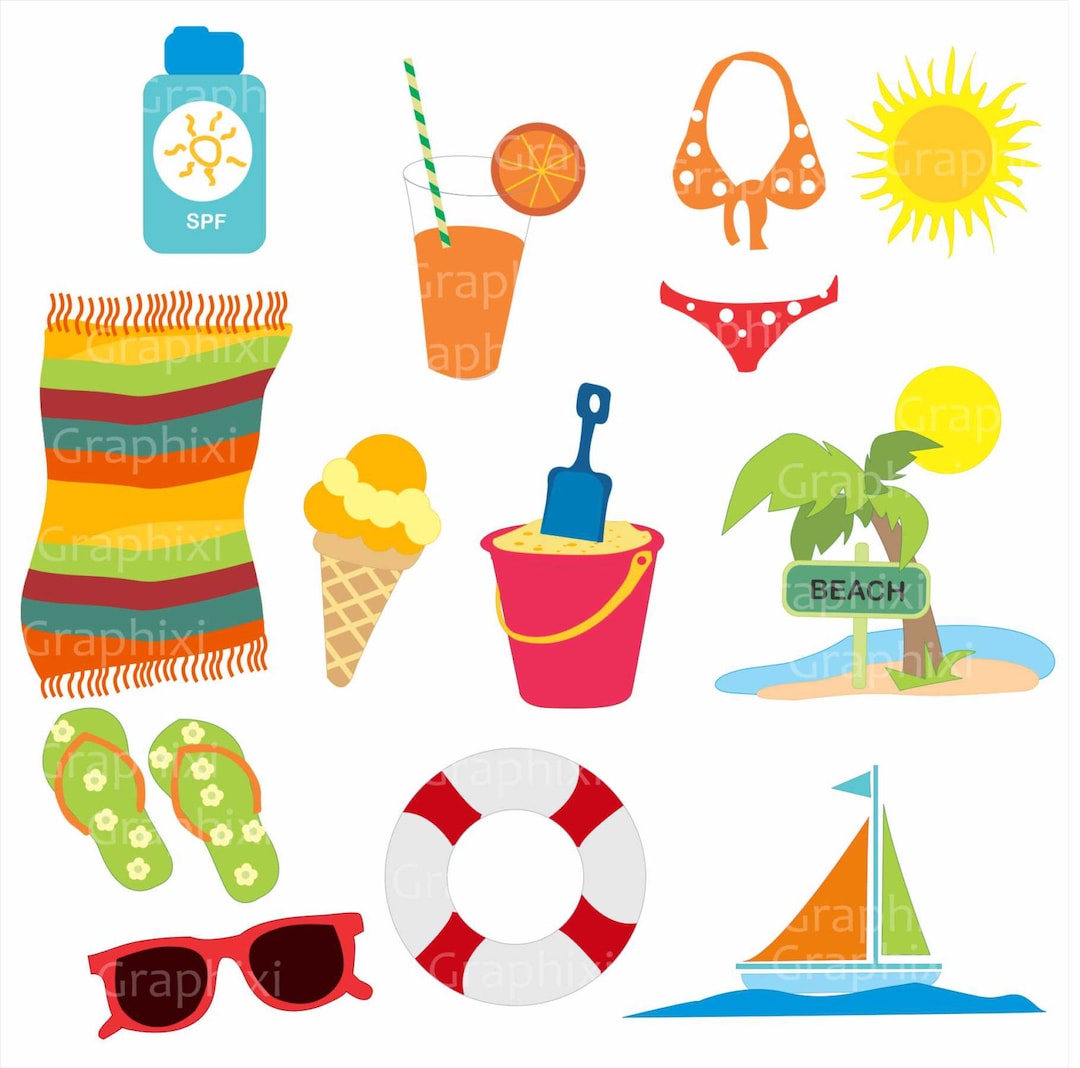Clipart Summer, Clipart Holiday, Clipart Commercial Use, Kids Vector ...