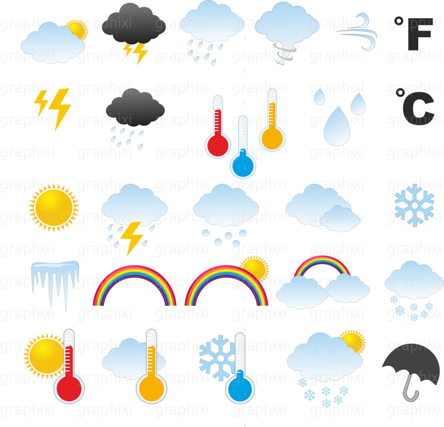 Weather Clipart, Weather Elements Vector, Commercial Use, Digital Image ...