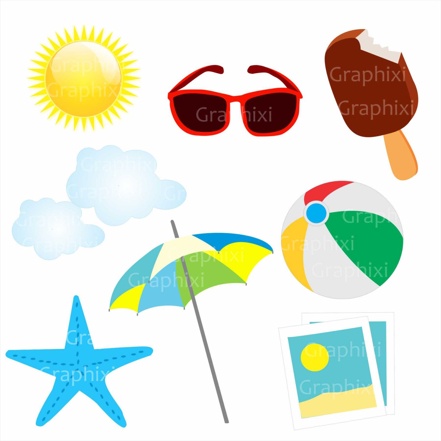 Summer Clipart, Holiday Clipart, Commercial Use Clipart, Kids Vector ...