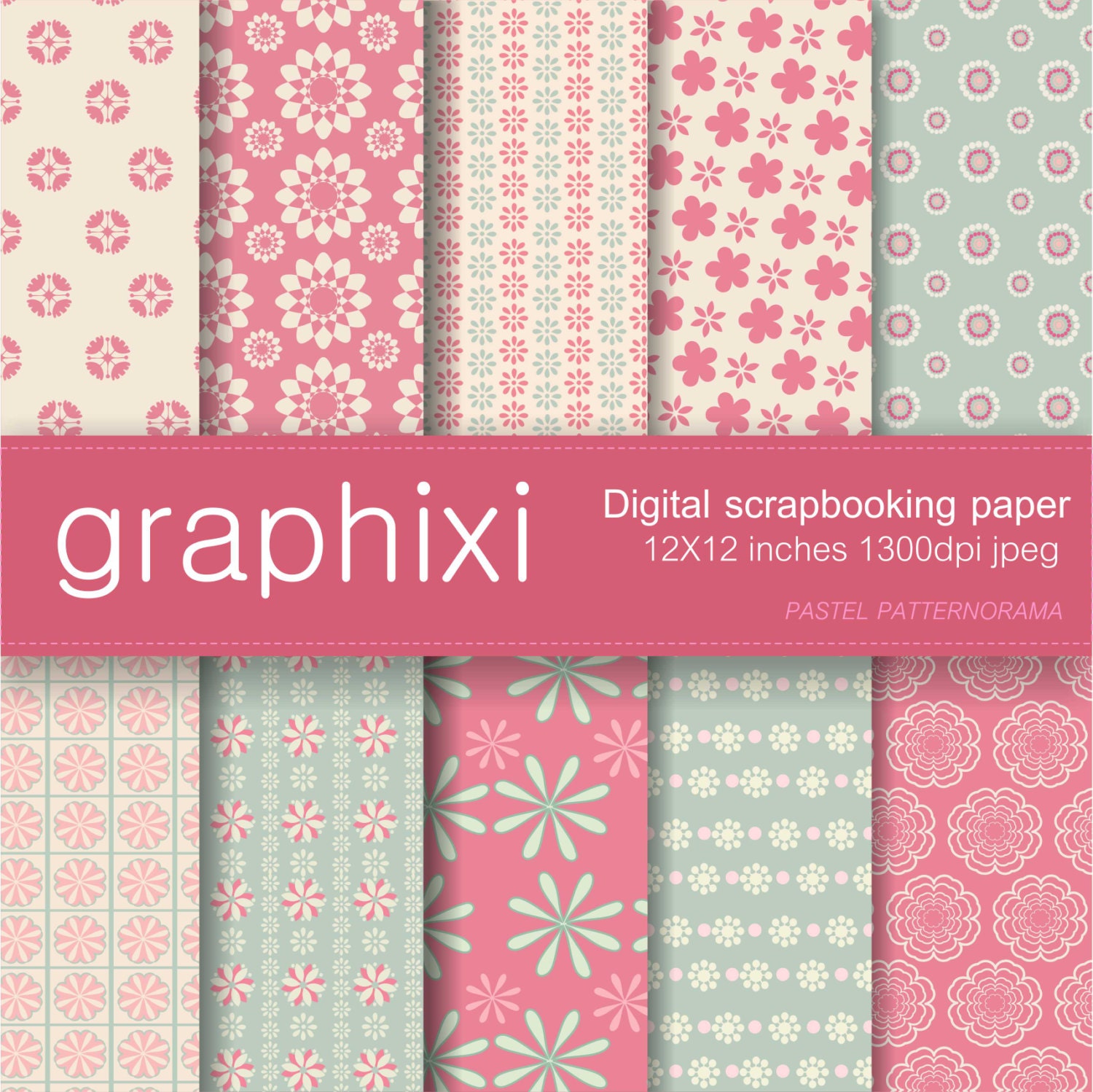 Floral Digital Paper, Pattern,digital Paper, Commercial Use, Scrapbook ...