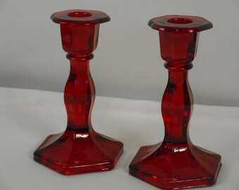 Glass candlesticks | Etsy