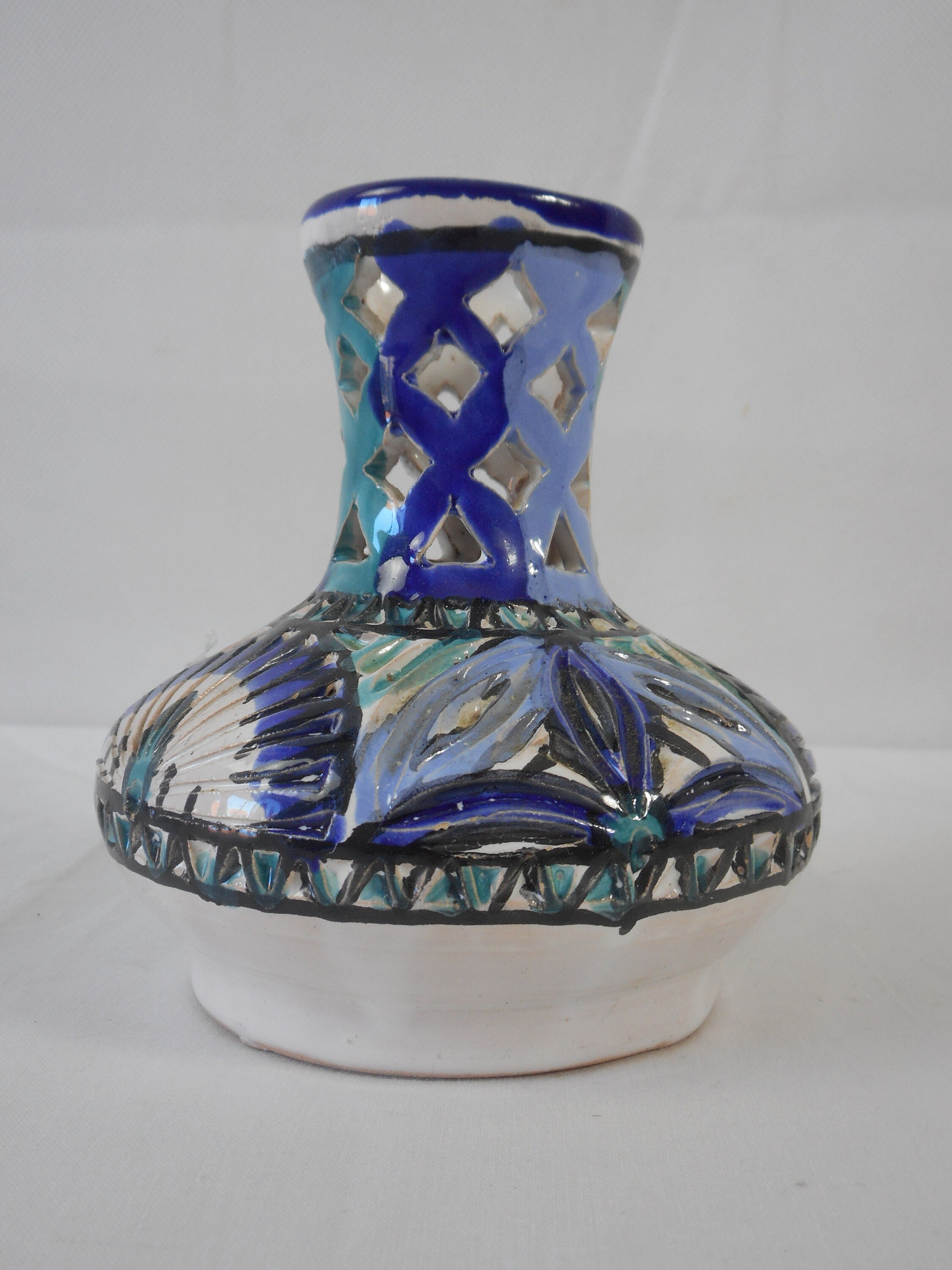 Stunning vintage French hand painted ceramic vase | Etsy