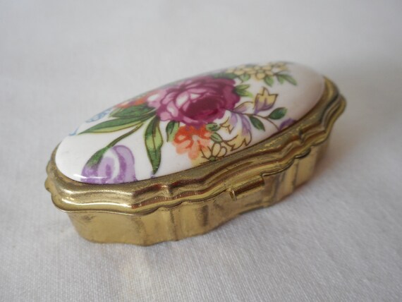 vintage French small metal pill box trinket box Collectibles Figurines ...