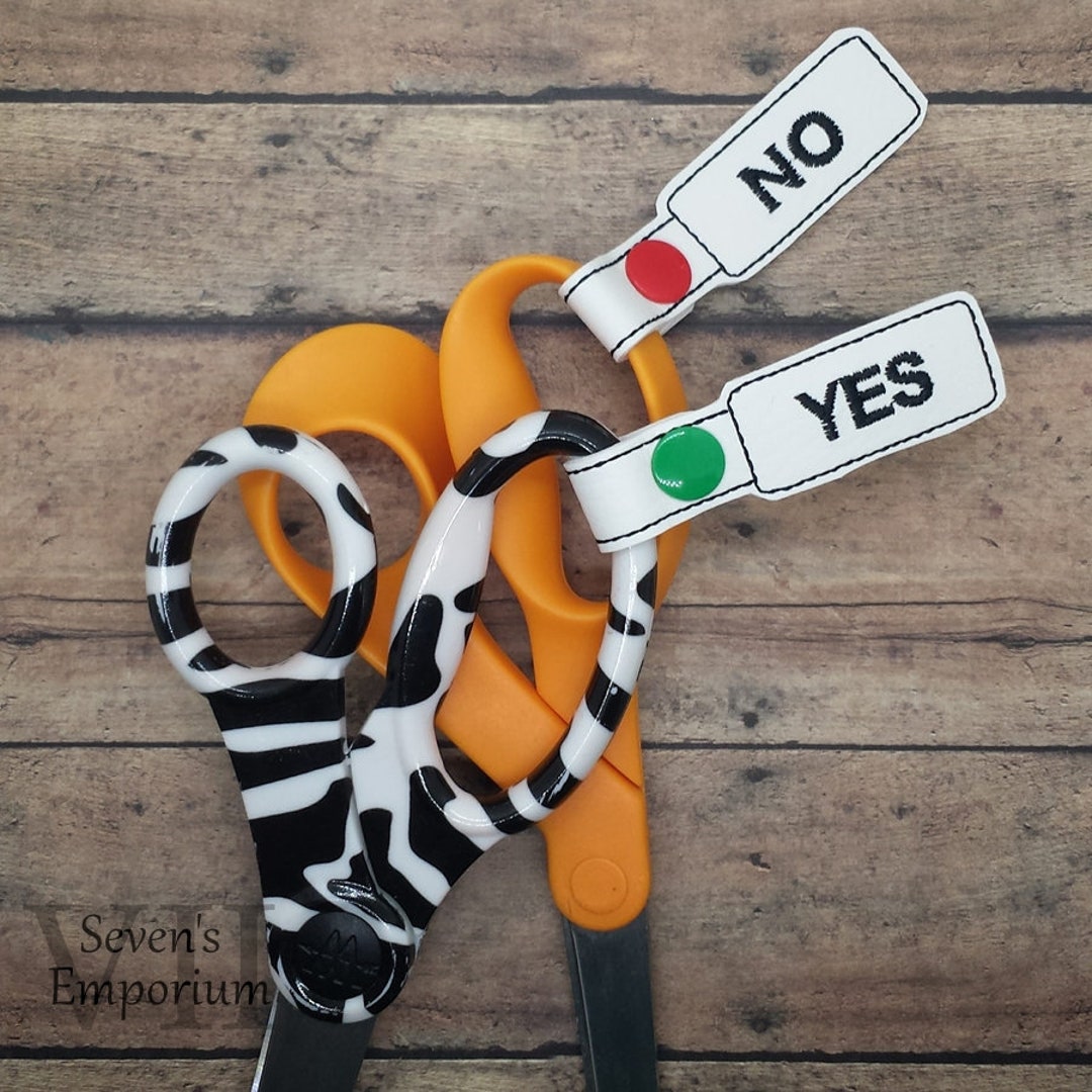 No/yes Scissor Identifier Snaptab Keychain Machine Embroidery Design - Etsy
