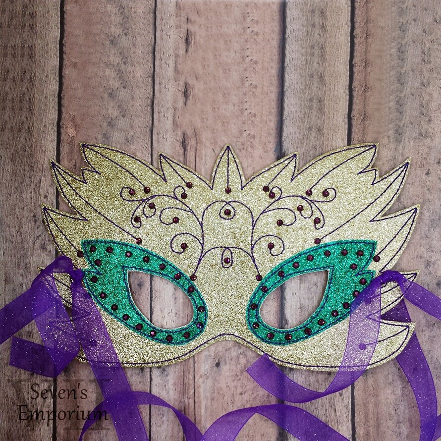 Mardi Gras Masquerade Mask in the Hoop Machine Embroidery Design - Etsy