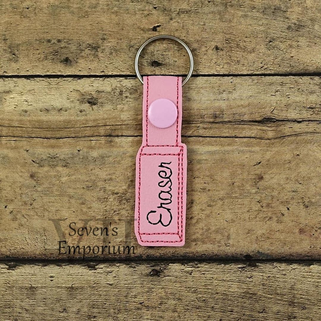 Eraser Key Fob Snap Tab Keychain Machine Embroidery Design - Etsy