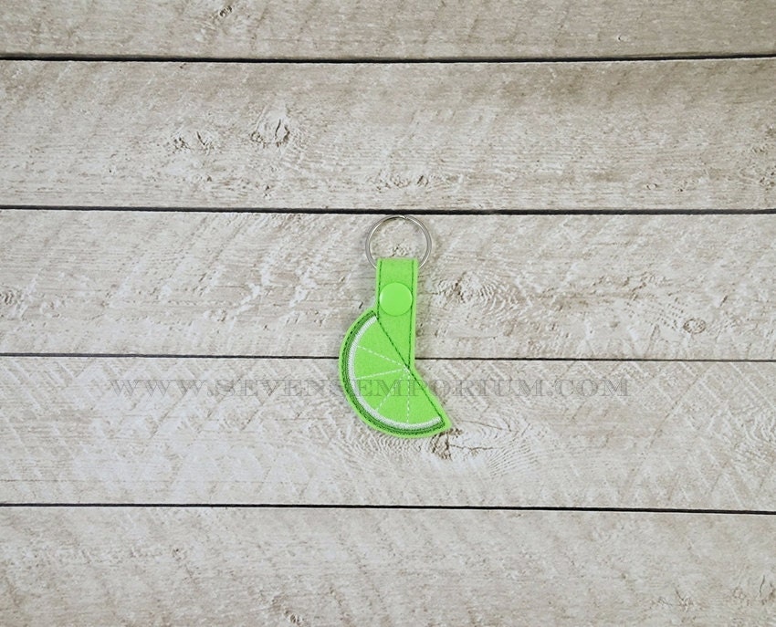 Citrus Wedge Key Fob Snap Tab Keychain Machine Embroidery | Etsy