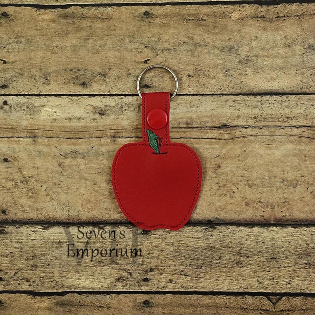 Apple Key Fob Snap Tab Keychain Machine Embroidery Design - Etsy