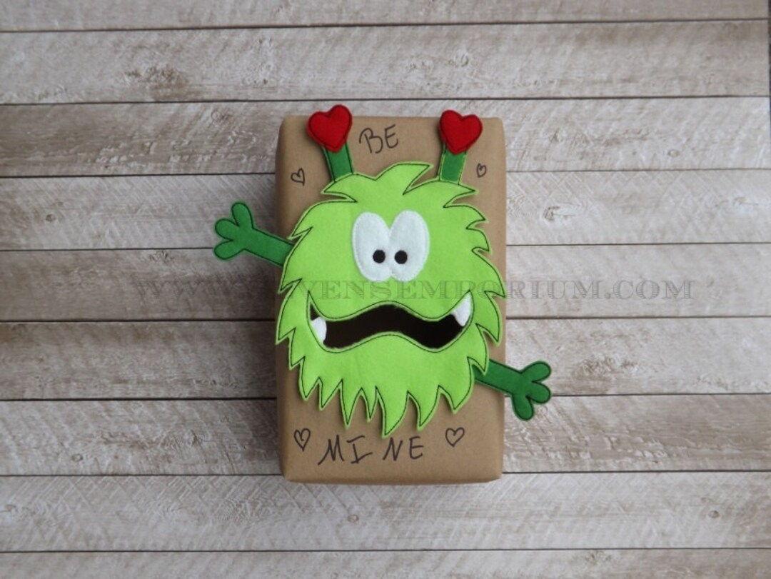 Love Monster Valentines Day Box Topper Accessory in the Hoop Design - Etsy