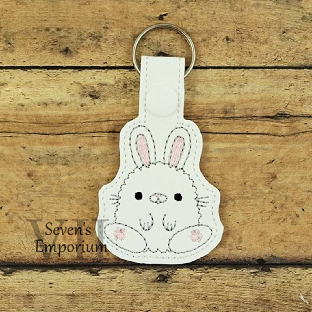 Baby Rabbit Key Fob Snaptab Keychain Machine Embroidery Design - Etsy