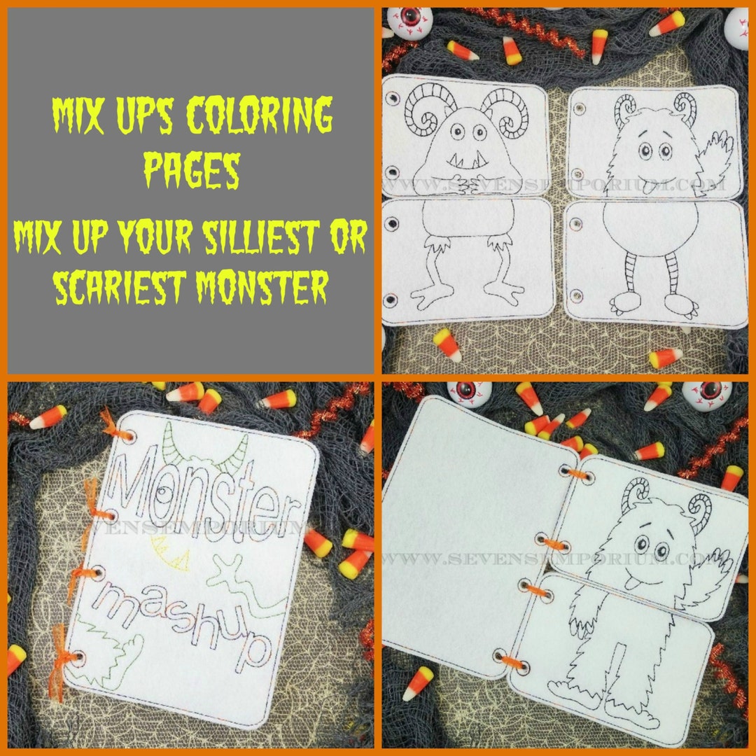 Monsters Mix Ups SET in the Hoop Doodle-it Coloring Page Machine ...