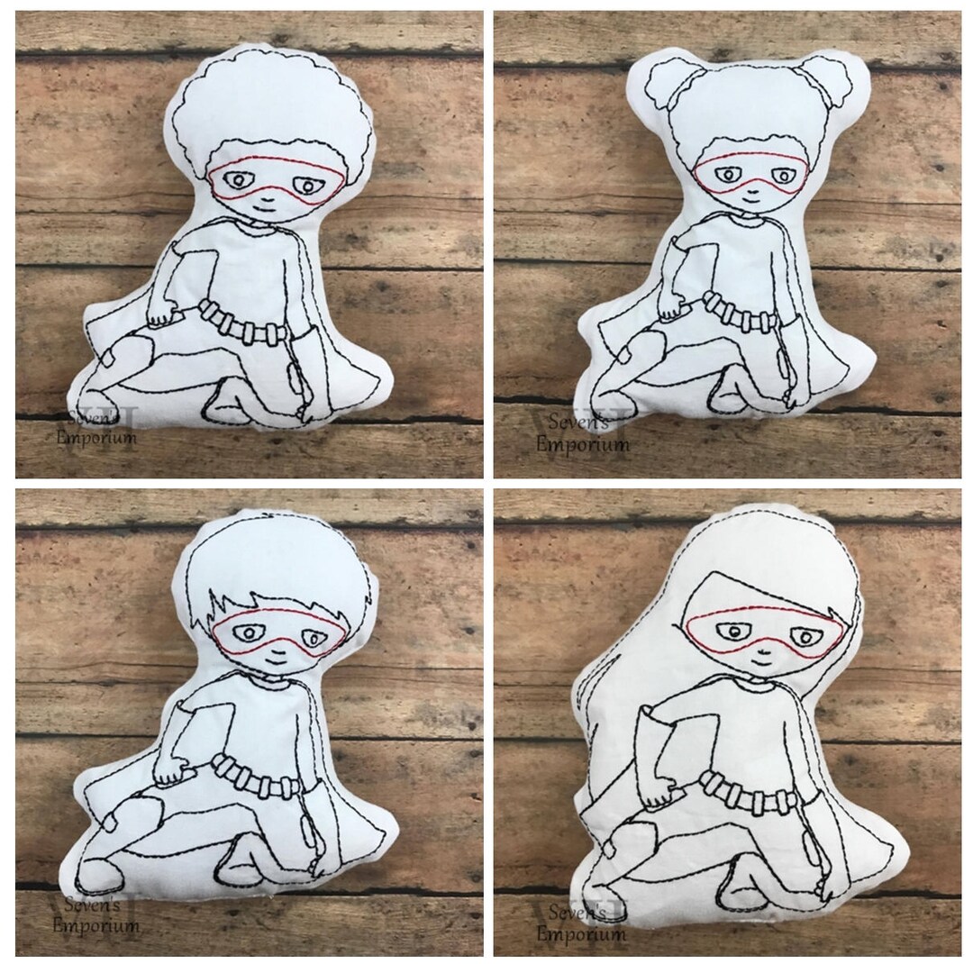 Crouching Superhero SET in the Hoop Doodle-it - Etsy