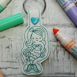 Mermaid Key Fob Snaptab Keychain Machine Embroidery Design - Etsy