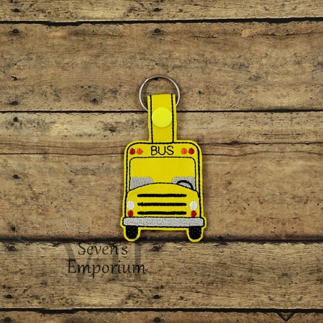 Bus Key Fob Snap Tab Keychain Machine Embroidery Design - Etsy