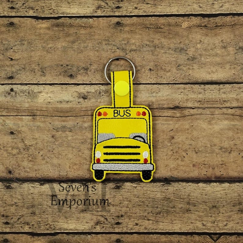 Bus Key Fob Snap Tab Keychain Machine Embroidery Design - Etsy