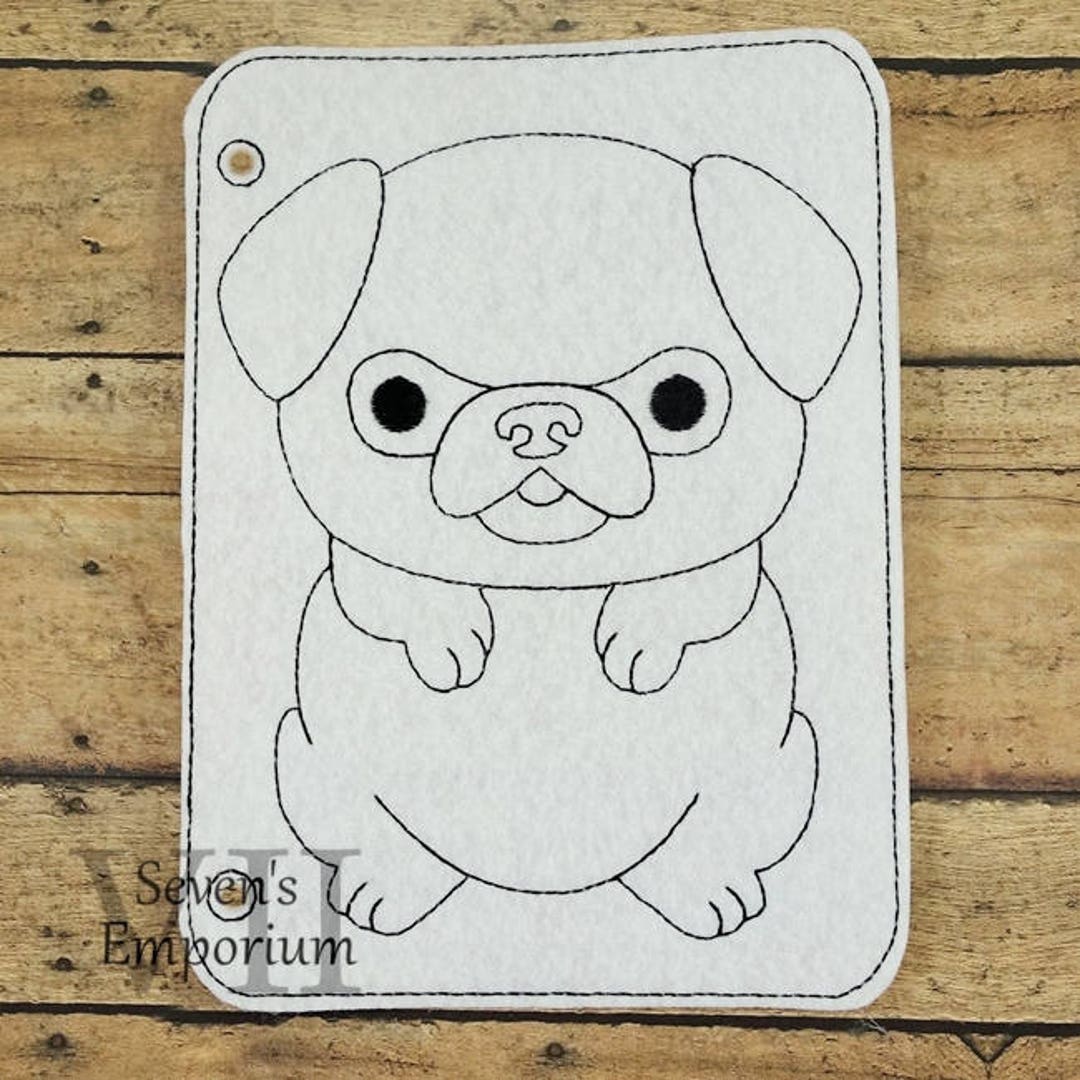 Begging Pug in the Hoop Coloring Page Machine Embroidery Design - Etsy