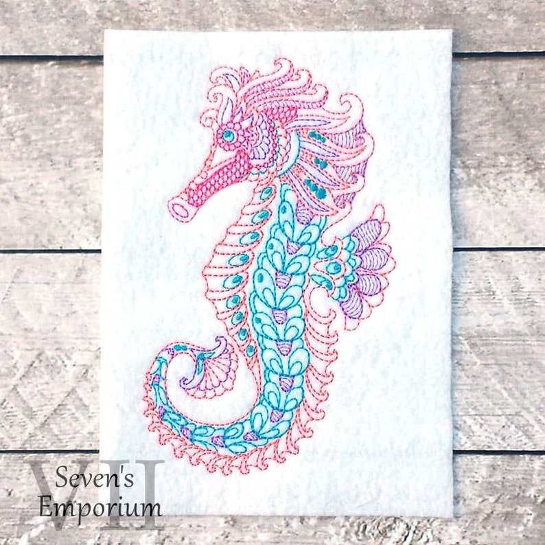 Seahorse Colorwork Machine Embroidery Design - Etsy