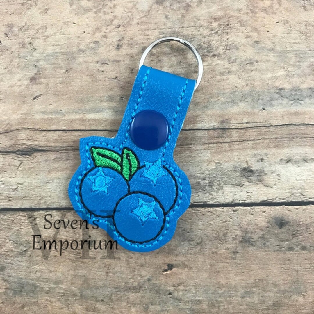 Blueberries Key Fob Snaptab Keychain Machine Embroidery Design - Etsy