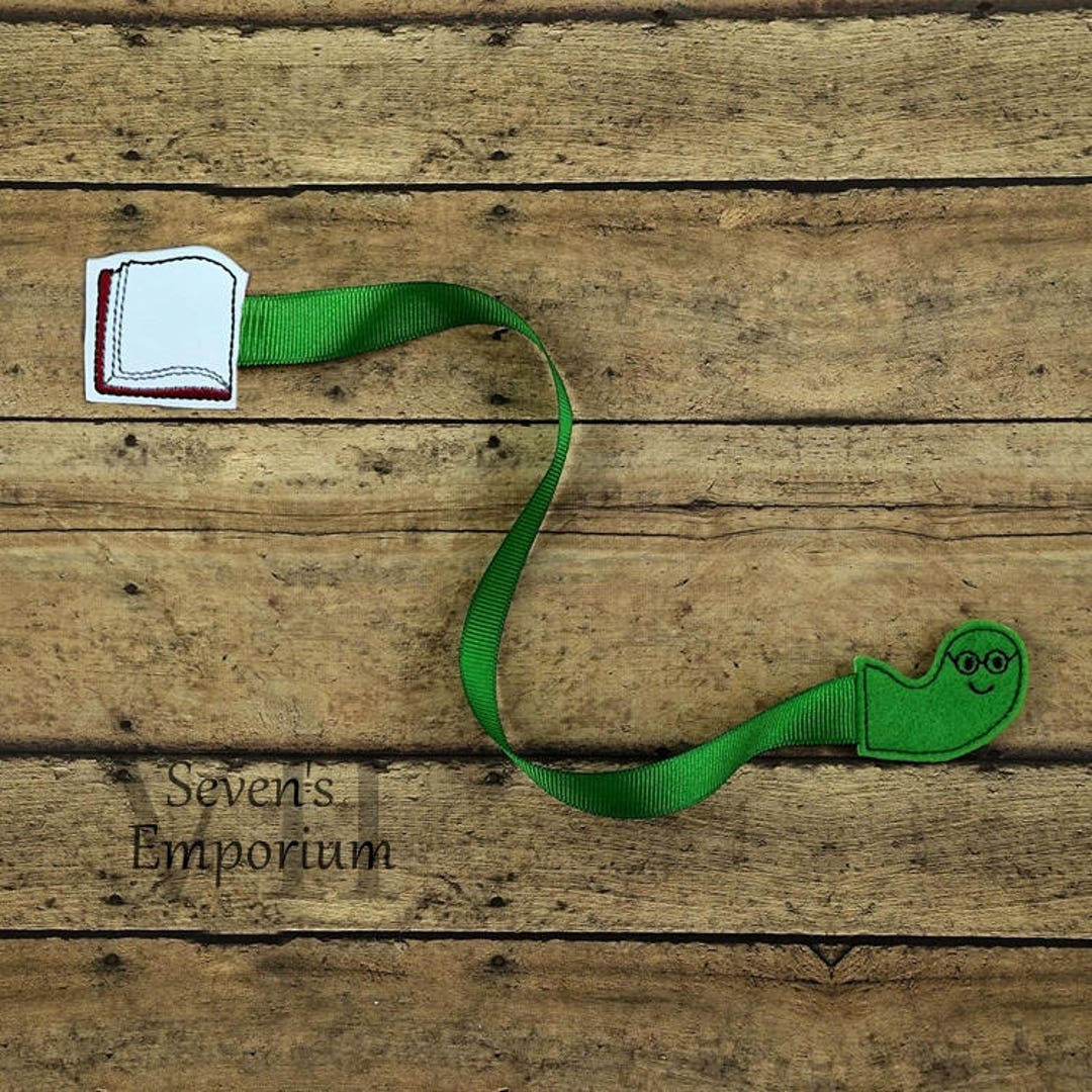 Bookworm Split Bookmark Feltie Machine Embroidery Design - Etsy