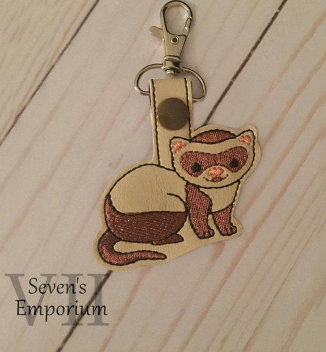 Ferret Key Fob Snaptab Keychain Machine Embroidery Design - Etsy