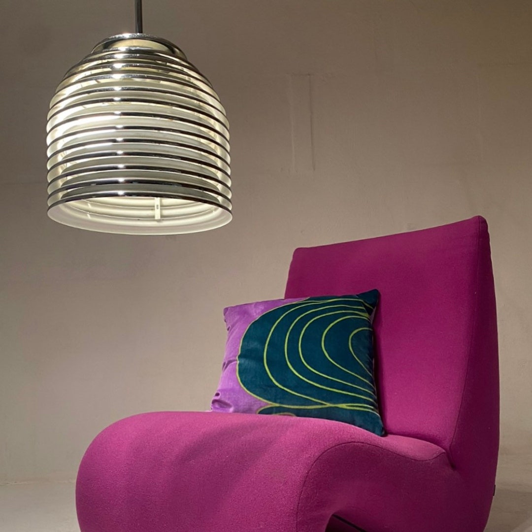 Vintage Chrome Saturno Ceiling Light, Kazuo Motozawa, 1970s Space Age ...