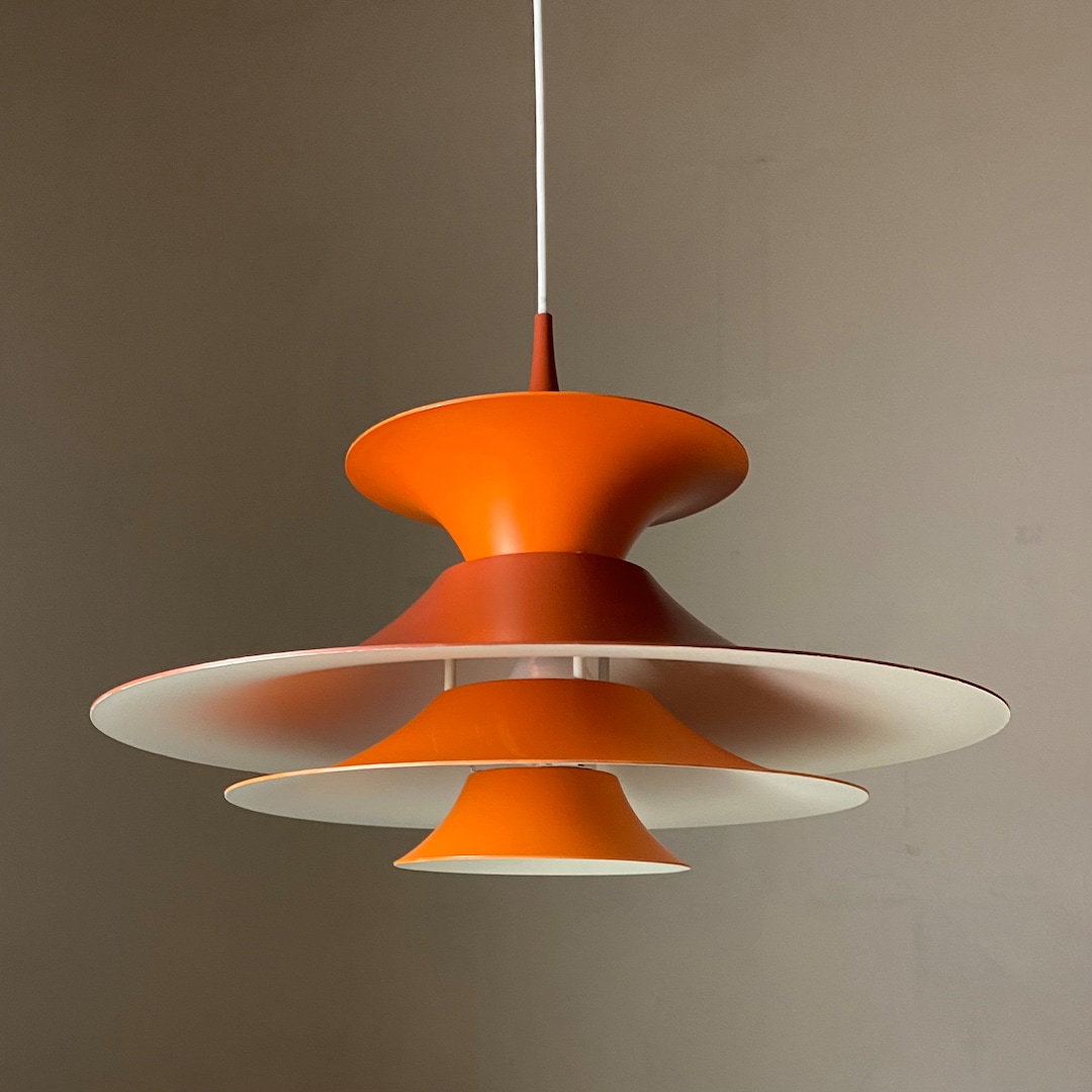 Vintage Orange Radius Ceiling Light by Erik Balslev for Fog & Morup ...