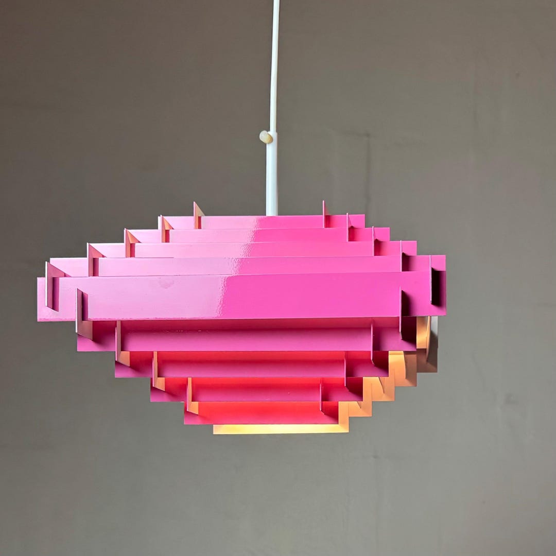 Beautiful Pink Vintage Pyramid Ceiling Light for LYFA, Denmark 1960s ...