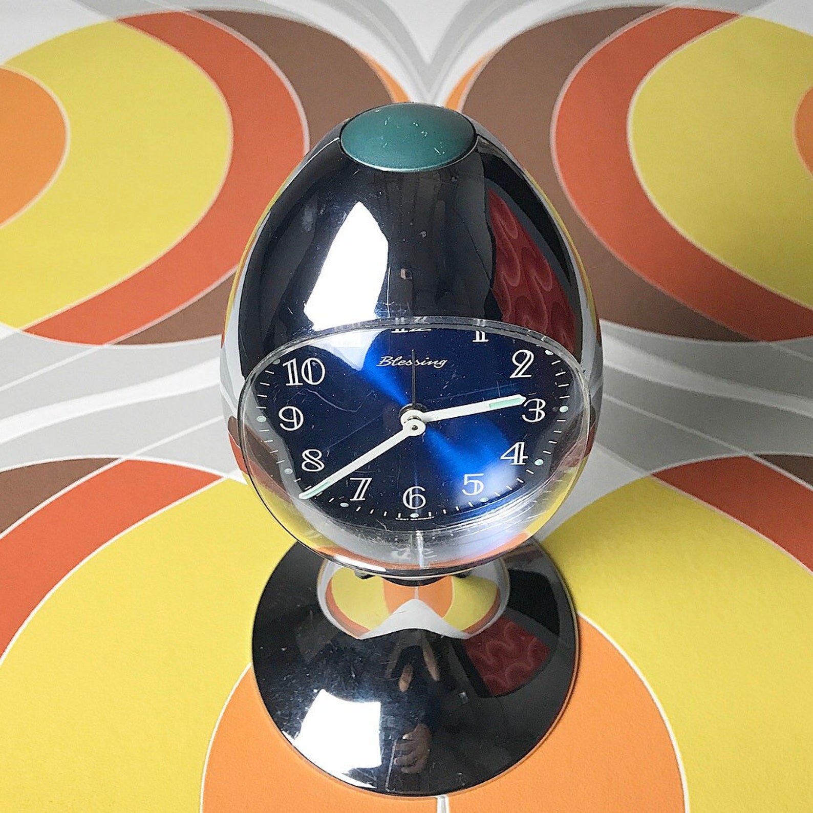 Space age chrome alarm clock by Blessing Germany 1970s. | Etsy