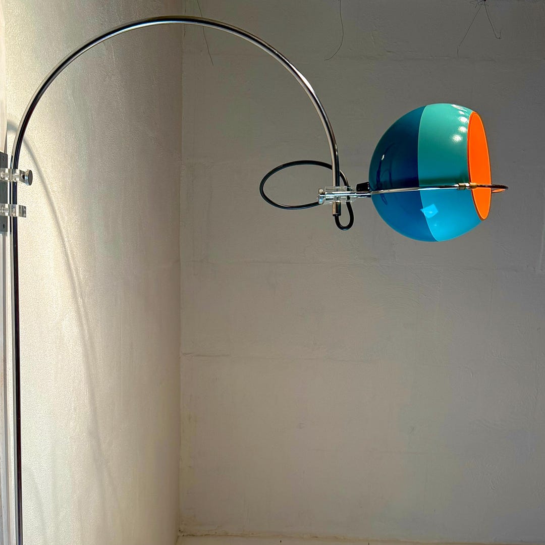 Vintage Arch Wall Light Two Toned Blue and Orange – Unique Mid-century ...