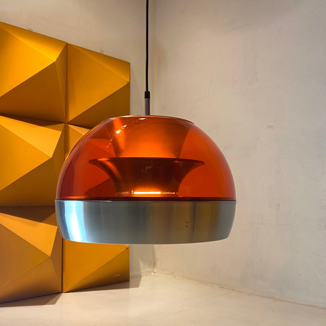 Orange Acrylic Space Age Pendant Light by Raak, 1970s Retro Lamp - Etsy