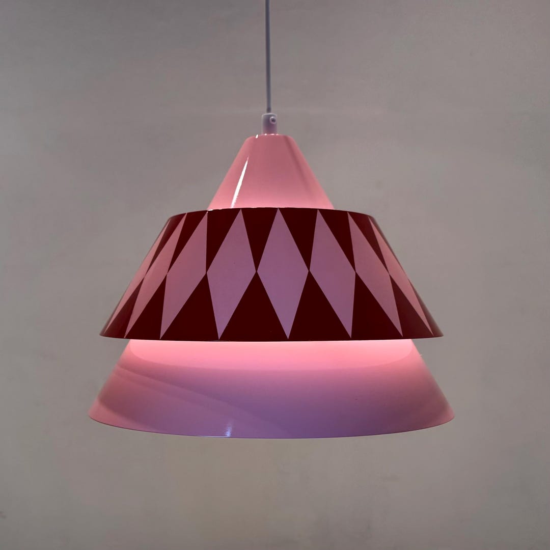 Rare Pink & Mocca Lacquered Ceiling Light - Jo Hammerborg for Fog and ...