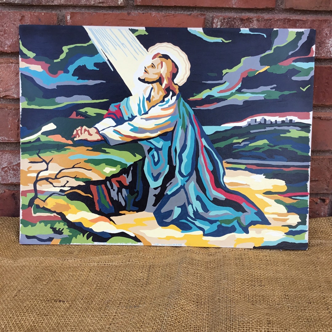 Vintage Christ in Gethsemane Completed Paint by Number Painting 1953 16 ...
