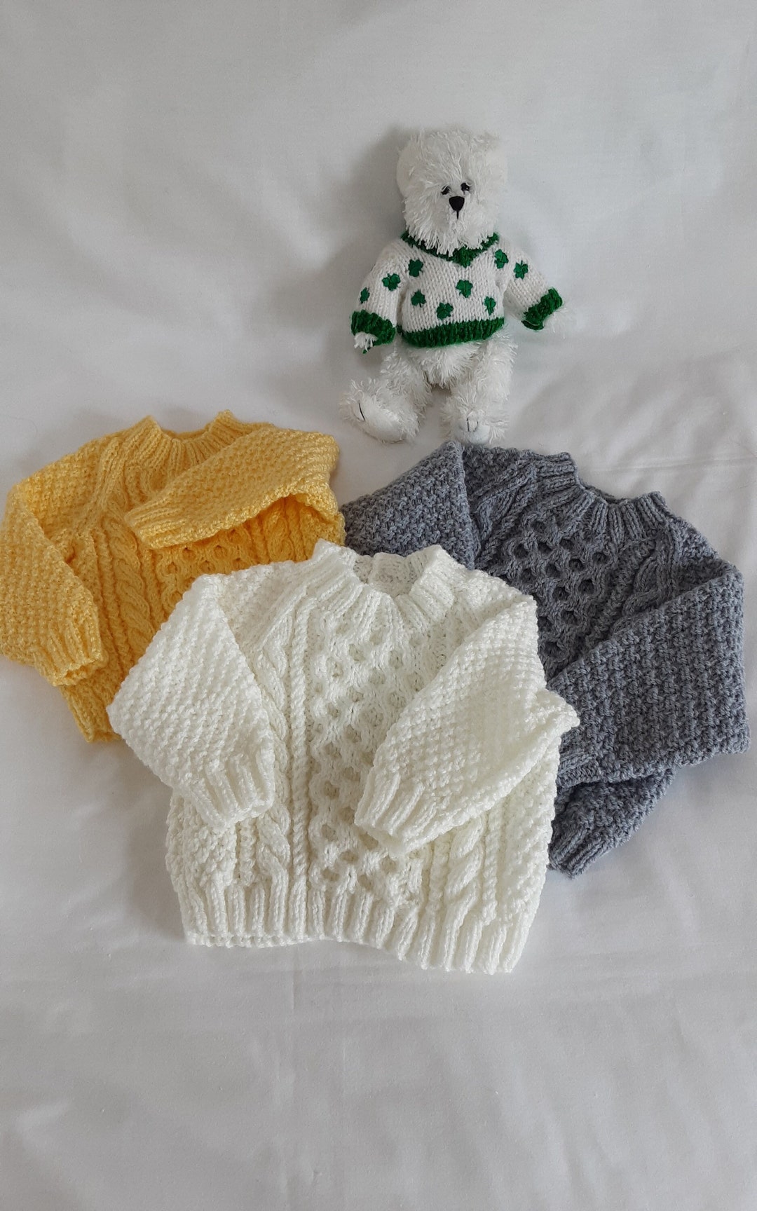 Baby Aran Style Jumper/sweater, Hand Knitted in Ireland With Honeycomb ...