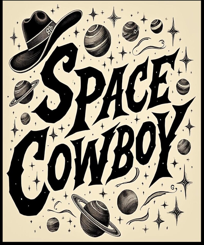 Space Cowboy Lettering PNG DIGITAL Product - Etsy