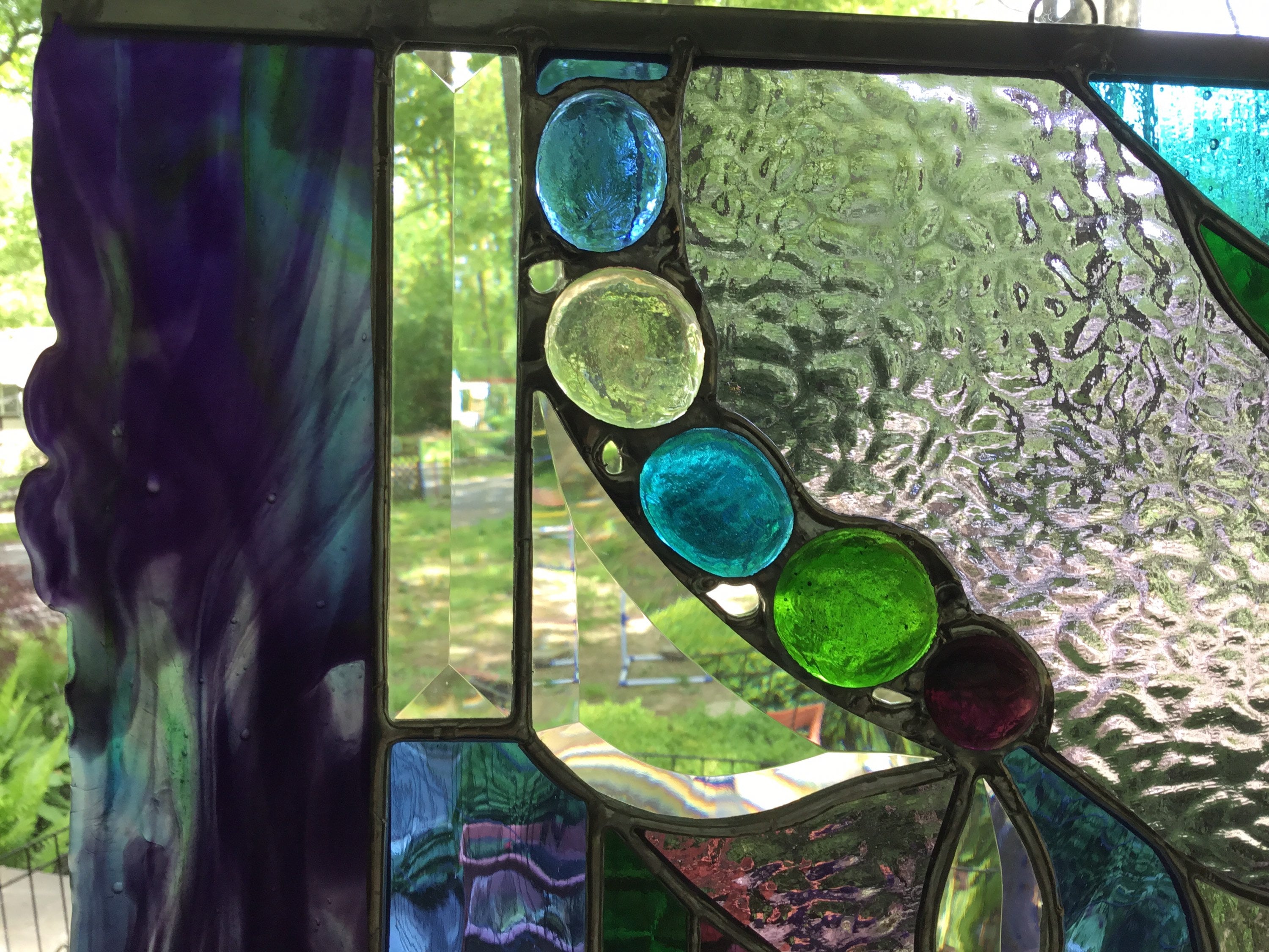 Stained Glass Panel With Beautiful Purple Swirl Glass - Etsy