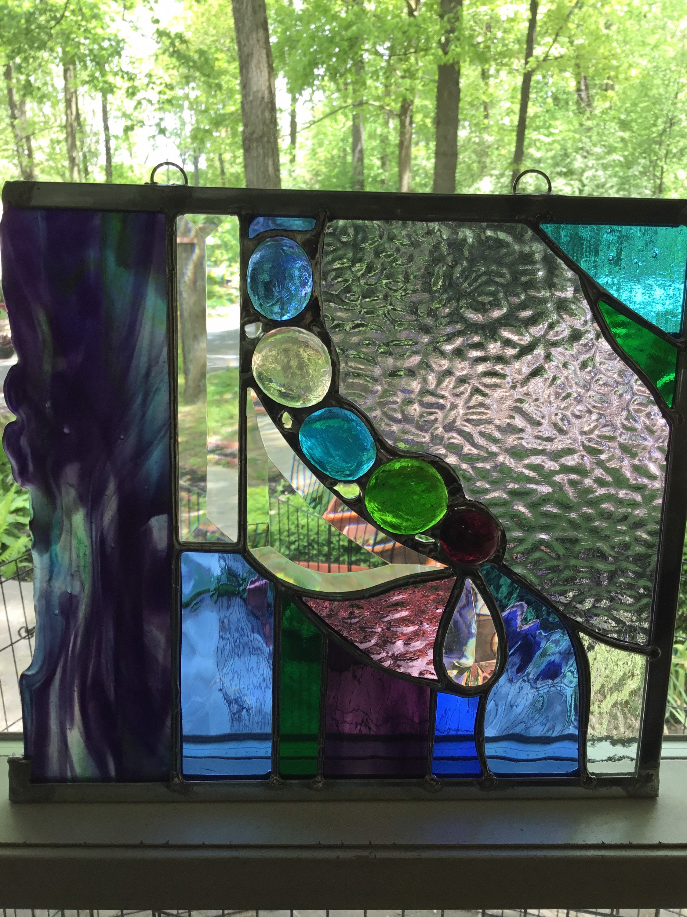 Stained Glass Panel With Beautiful Purple Swirl Glass - Etsy