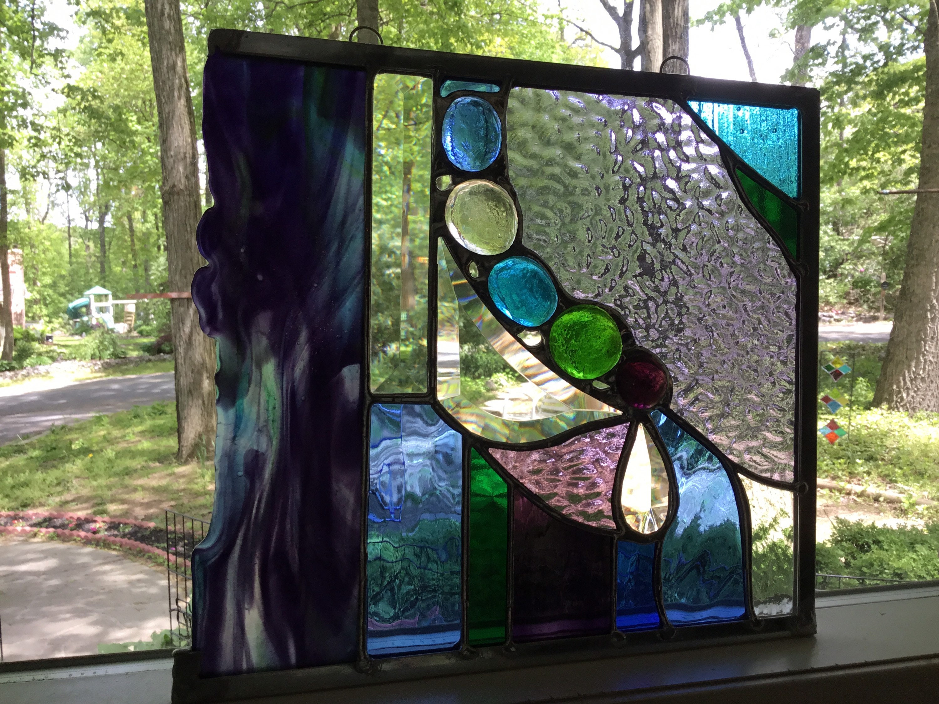 Stained Glass Panel With Beautiful Purple Swirl Glass - Etsy