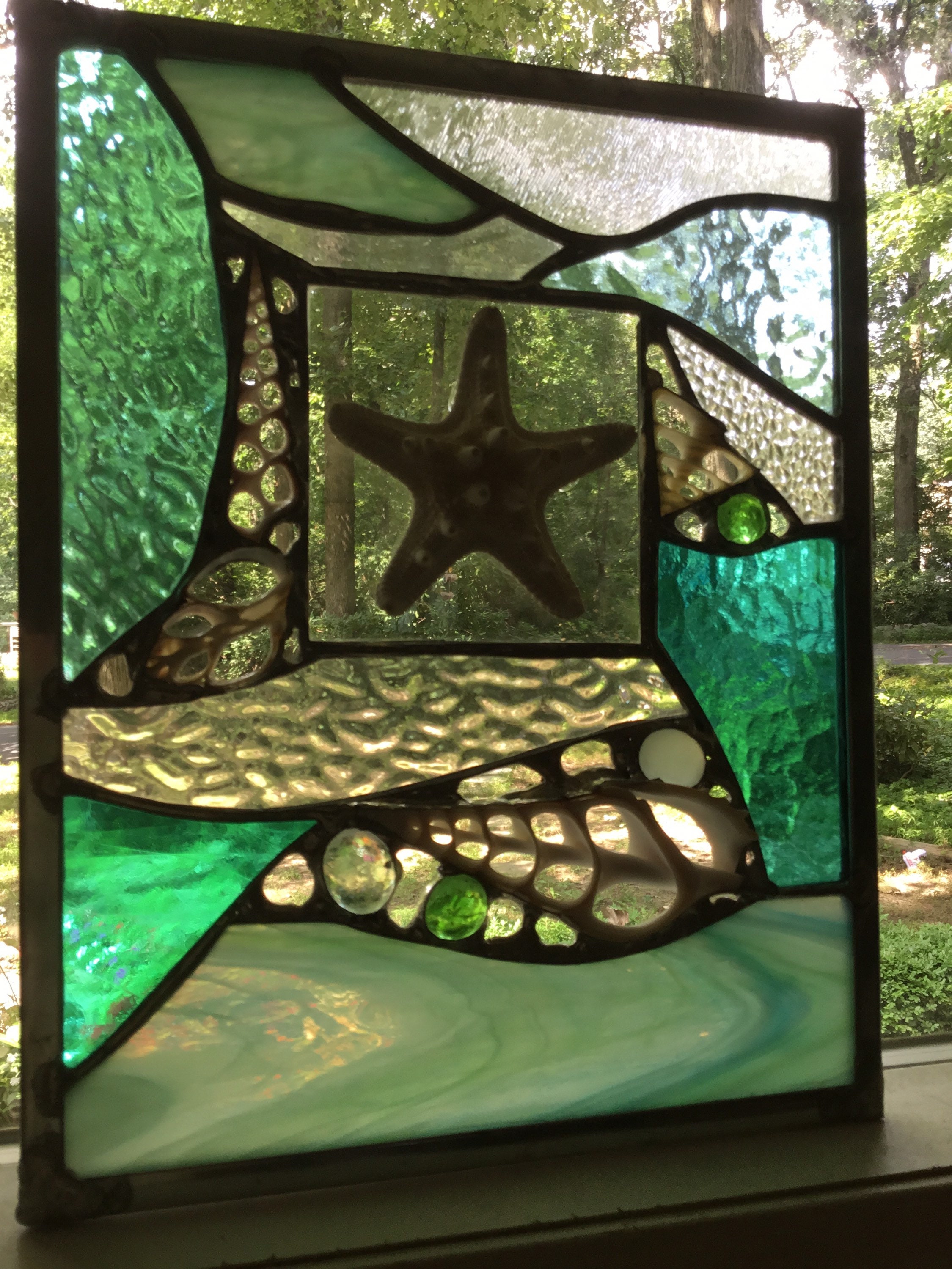 Ocean Stained Glass With Large Starfish - Etsy