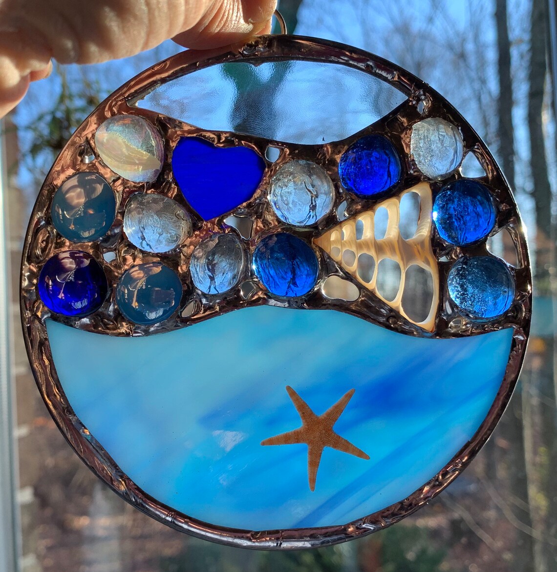 Stained Glass Ocean Sun Catchers With Shells and Starfish - Etsy