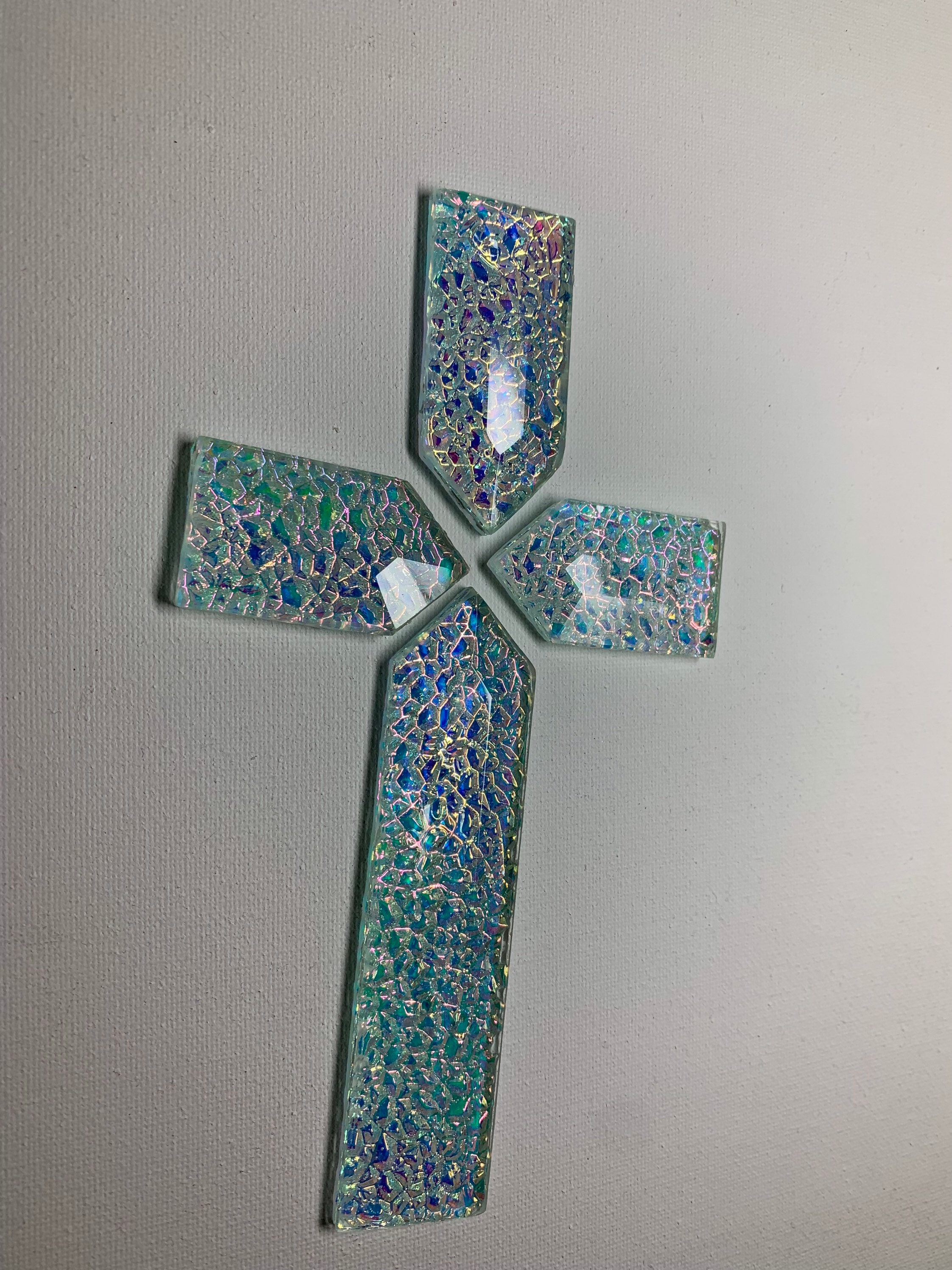 Dichroic Glass Cross Bevel Cluster for Stained Glass Work - Etsy