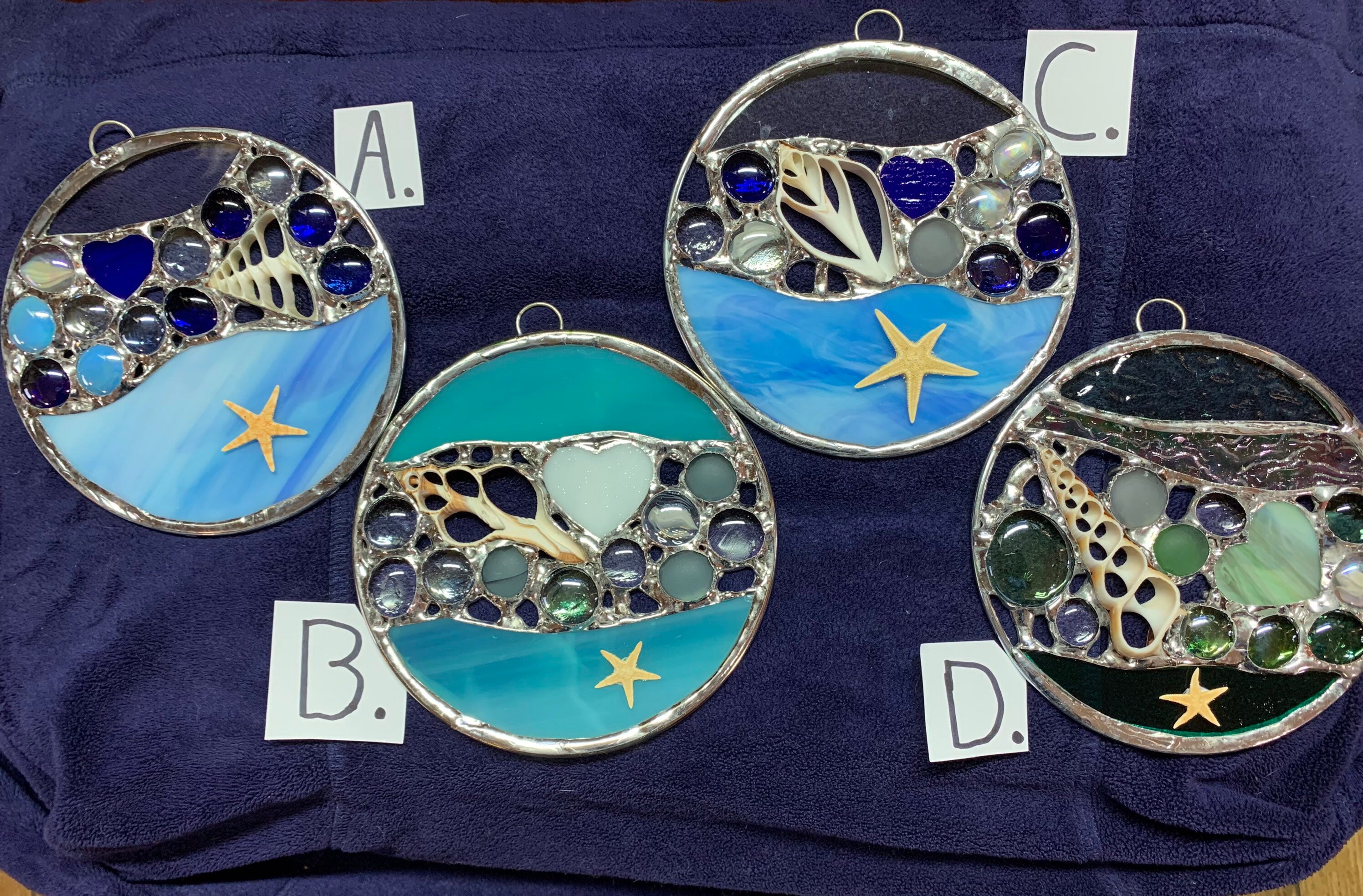 Stained Glass Ocean Sun Catchers With Shells and Starfish - Etsy