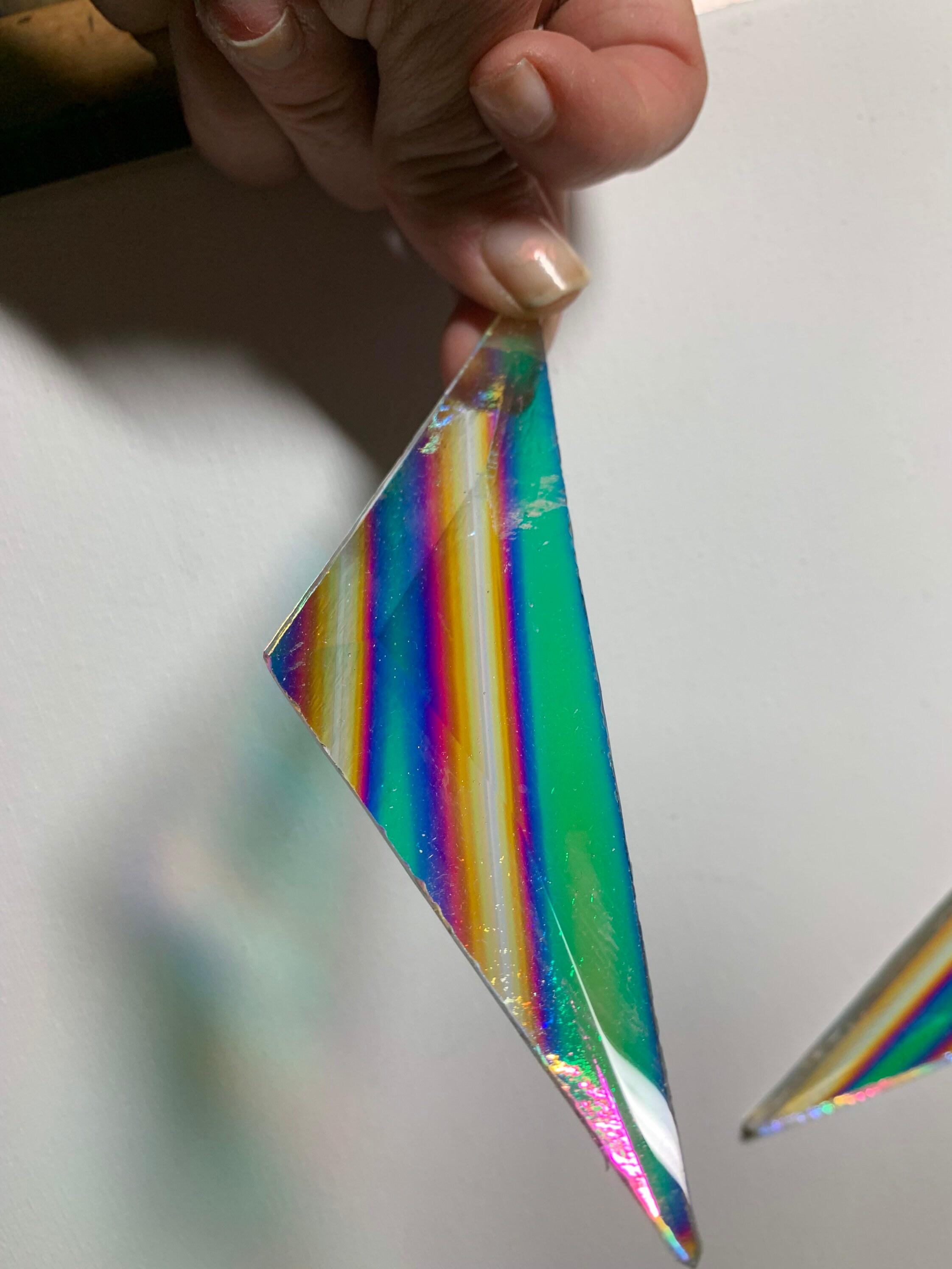 Dichroic Beveled Glass Triangles for Stained Glass Work - Etsy